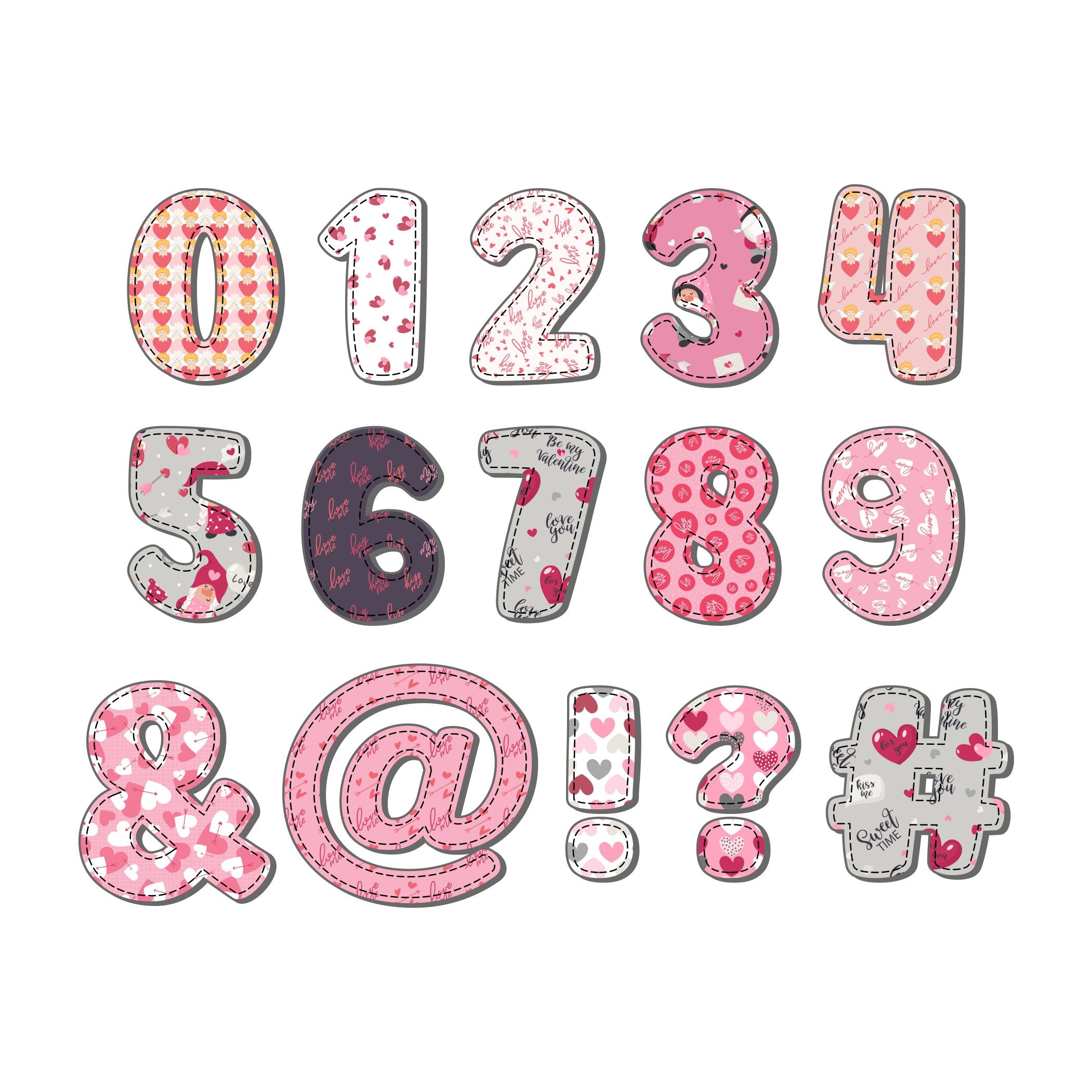 Faux Applique Valentine's Day Alphabet PNG Love Alphabet | Etsy