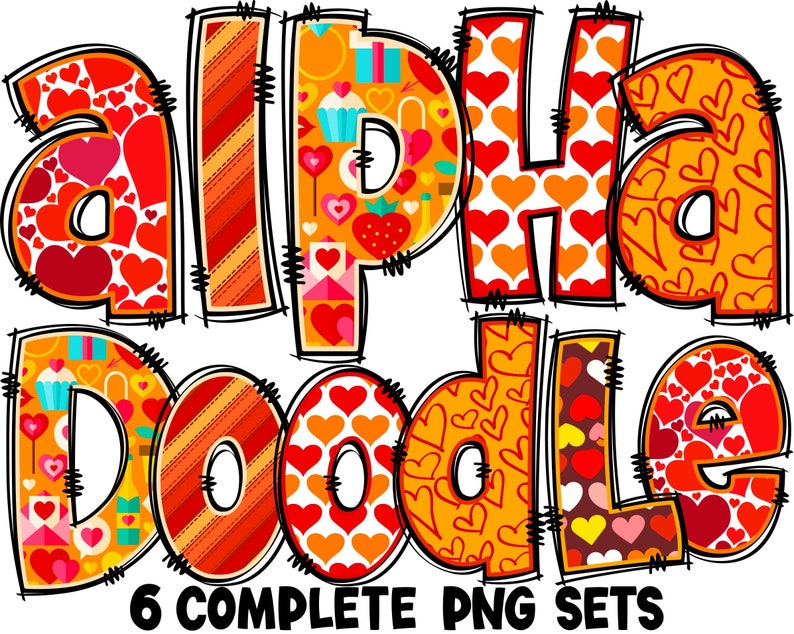 Valentine's Day Alphabet PNG, Valentines Letters, Valentines Doodle ...