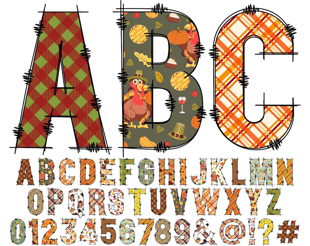 Thanksgiving Clipart Alphabet PNG, Watercolor Alphabet, PNG, Doodle ...