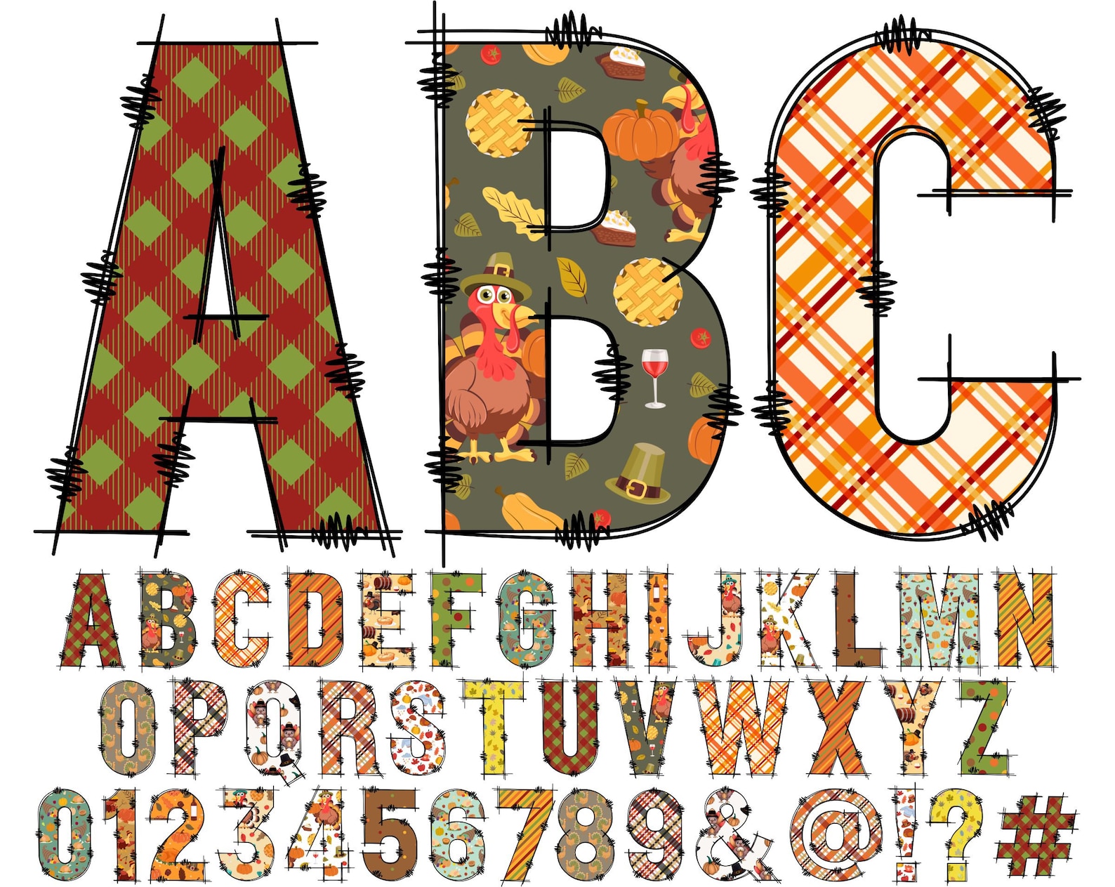 Thanksgiving Clipart Alphabet PNG, Watercolor Alphabet, PNG, Doodle ...
