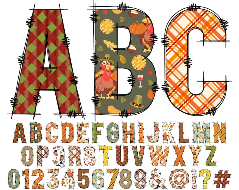 Thanksgiving Clipart Alphabet PNG Watercolor Alphabet Clip - Etsy