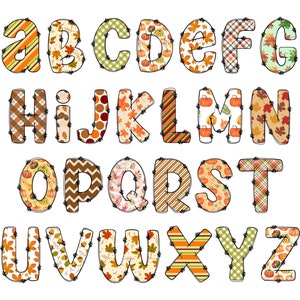 Fall Autumn Clipart Alphabet PNG, Watercolor Alphabet, Transparent PNG ...