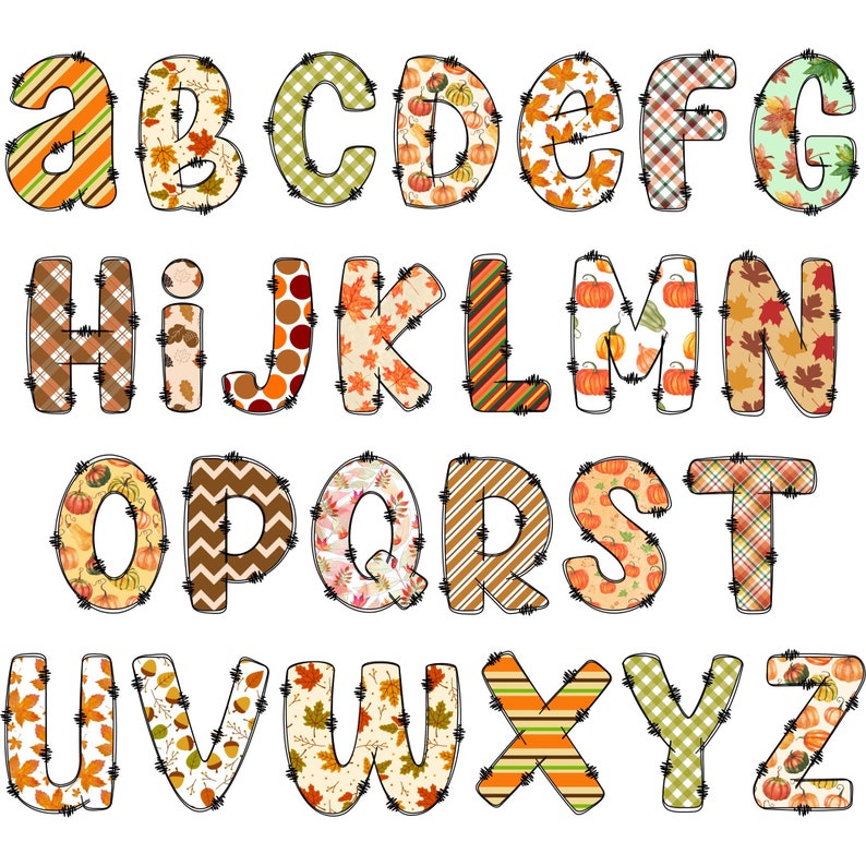 Fall Autumn Clipart Alphabet PNG Watercolor Alphabet Clip - Etsy