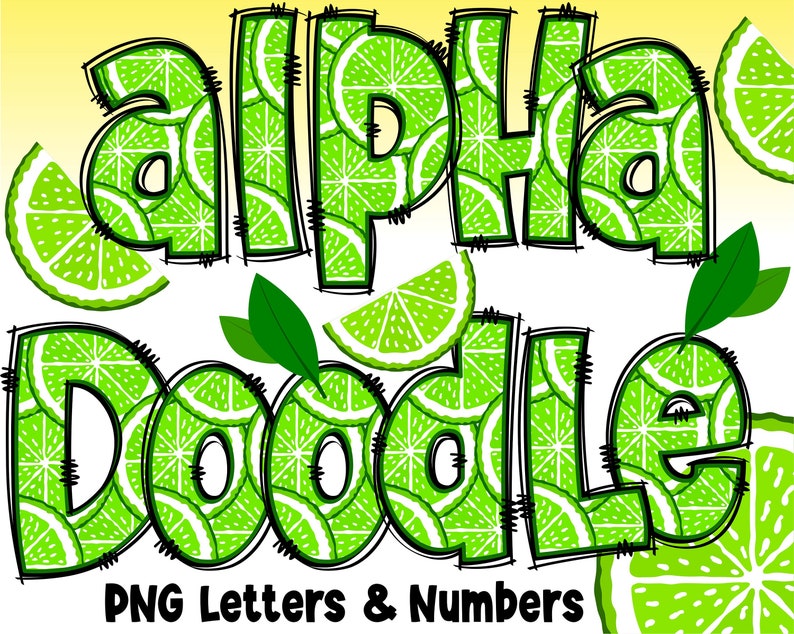 Lime Alphabet PNG Fruit Letters Fruit Doodle Lime Fruit - Etsy