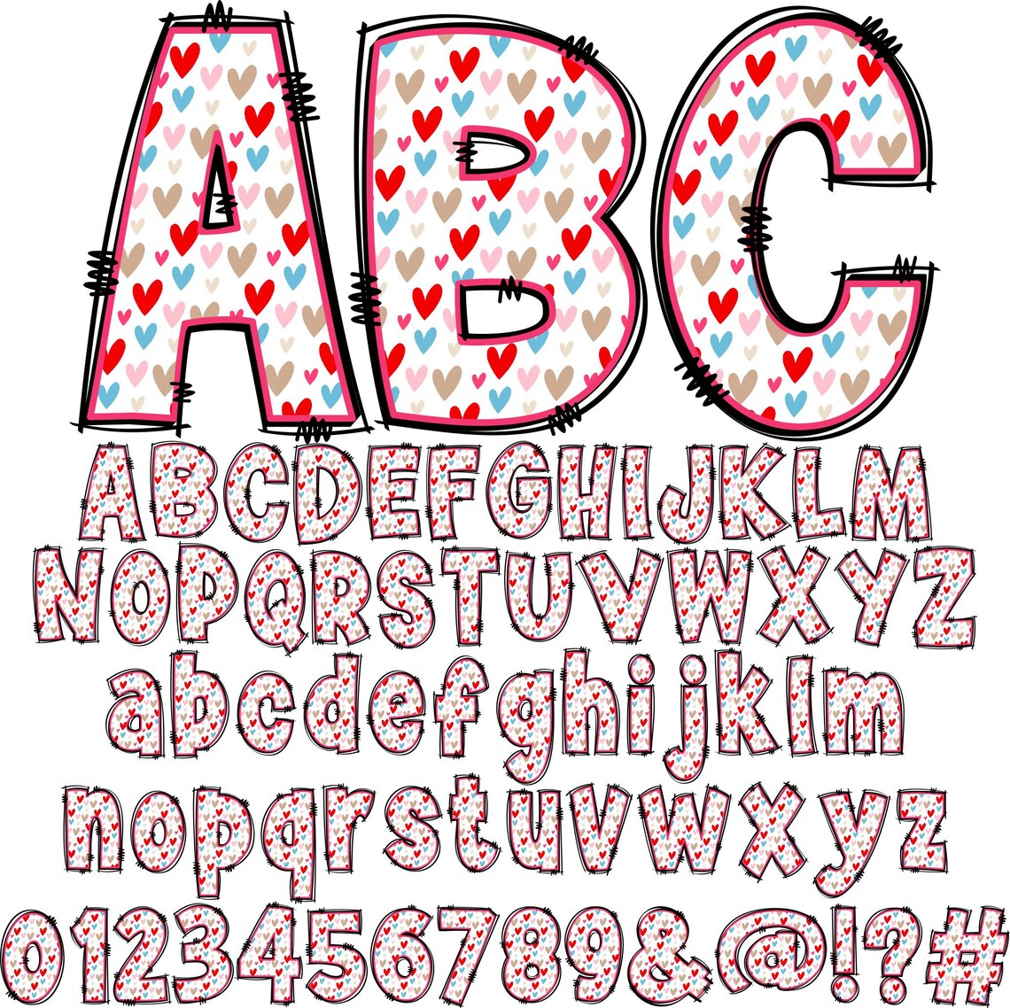 Valentine's Day Alphabet PNG Valentines Letters - Etsy
