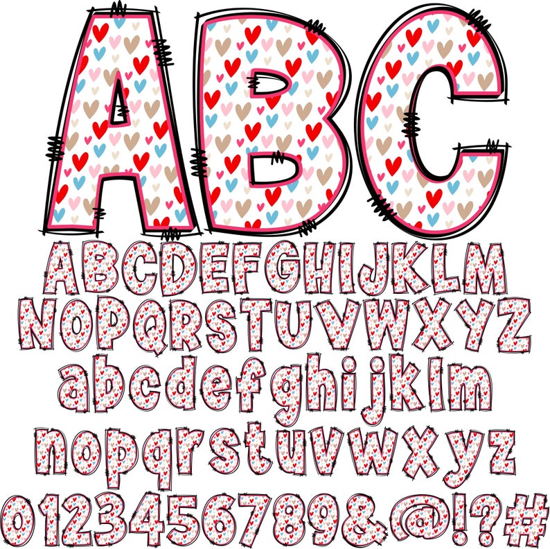Valentine's Day Alphabet PNG, Valentines Letters, Valentines Doodle ...