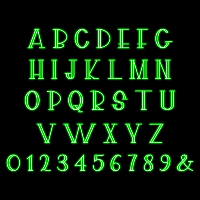 Neon Glow Effect Alphabet PNG Clip Art Letters Font Instant - Etsy
