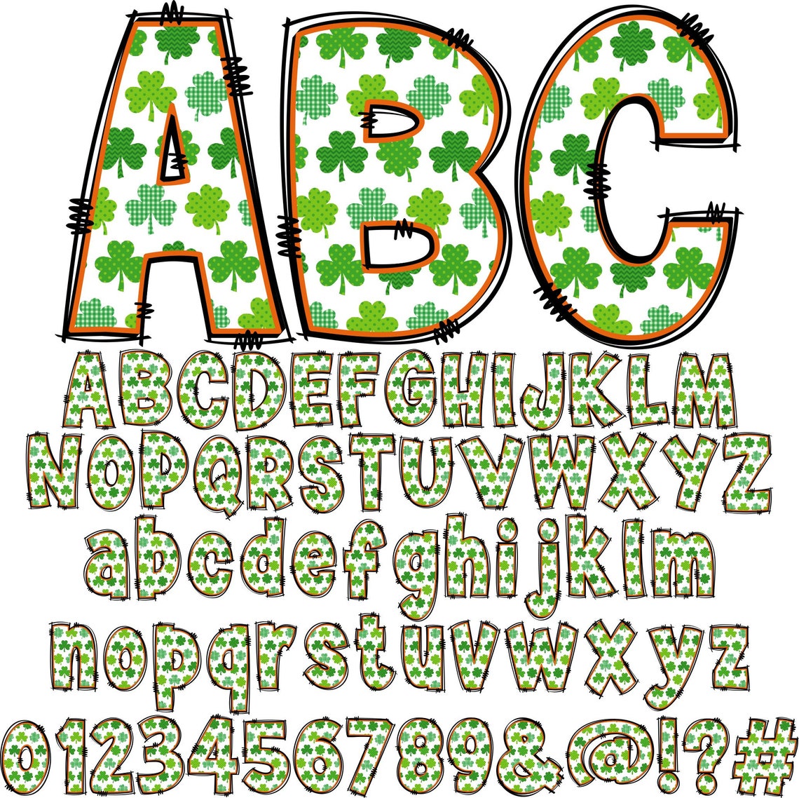 St Patrick's Day Letters PNG Shamrock Alphabet Clip Art - Etsy