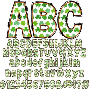 St Patrick's Day Letters PNG, Shamrock Alphabet, Alpha Doodle, St Paddy ...