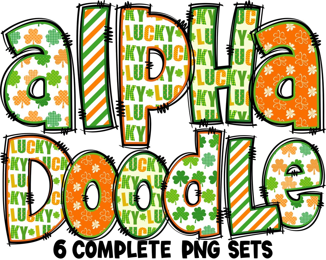 St Patrick's Day Letters PNG, Shamrock Alphabet, Doodle Irish, St Paddy ...