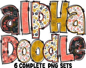 Graffiti Spring Floral Alphabet PNG Alpha Pack Doodle - Etsy