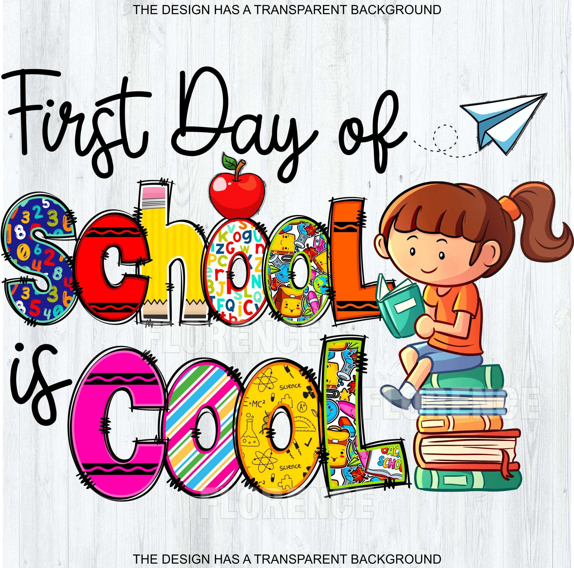 First Day of School is Cool PNG Alpha Doodle PNG Letters - Etsy