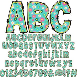 Floral Letters & Numbers PNG, Alpha Doodle, PNG Letters, Floral Doodle ...