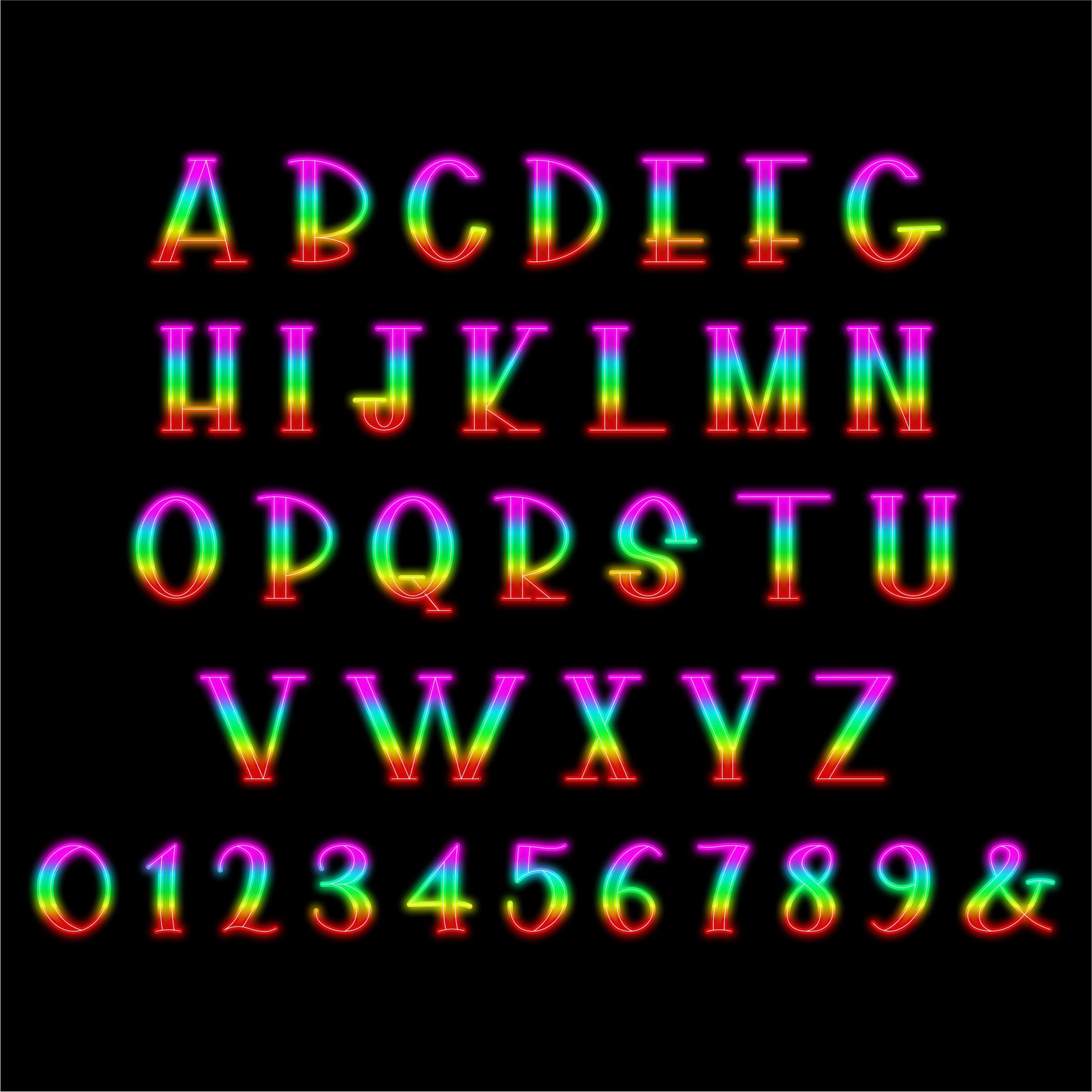 Neon Glow Effect Alphabet PNG Clip Art Letters Font Instant | Etsy Canada
