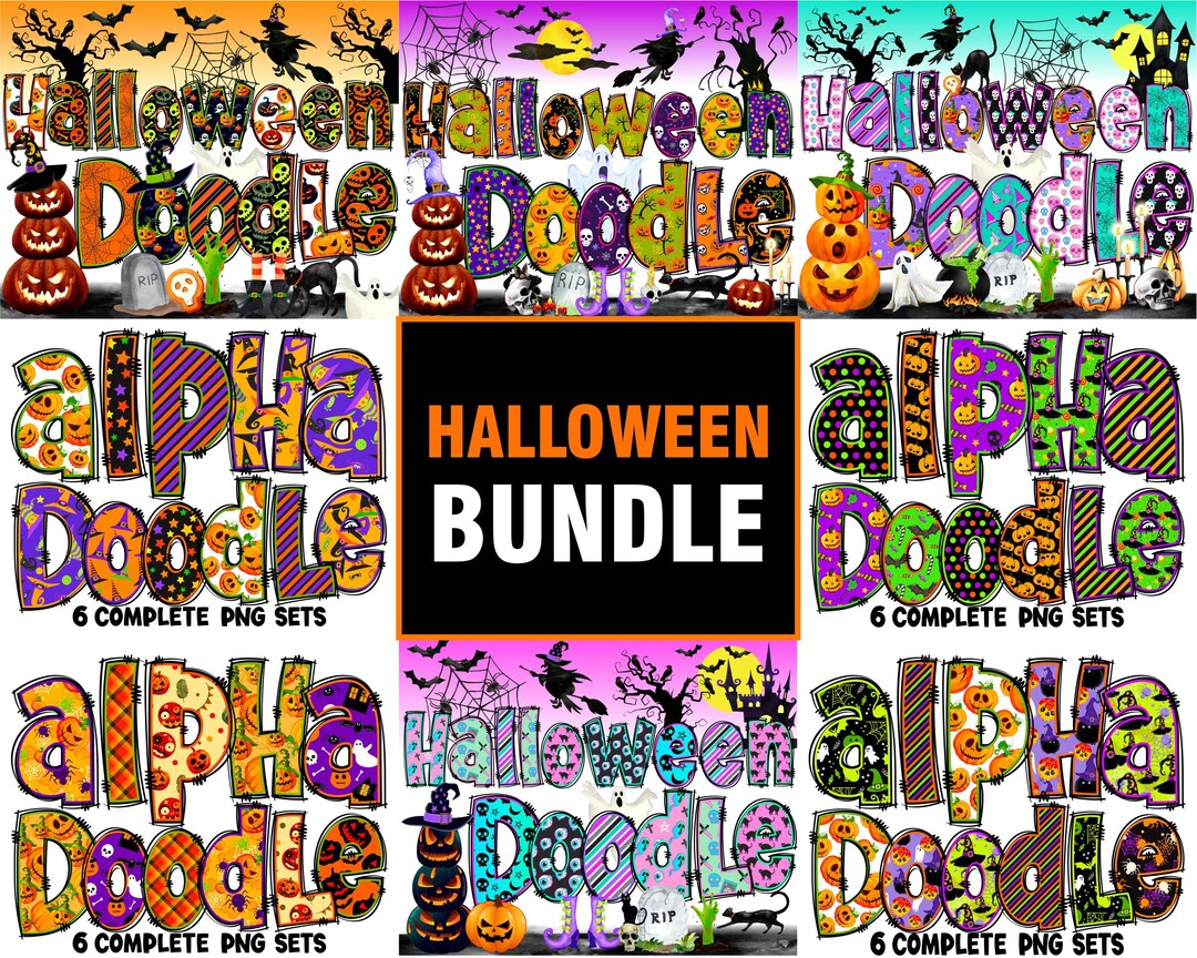 BUNDLE 48 Halloween Alphabet PNG Complete Sets, Halloween Letters ...