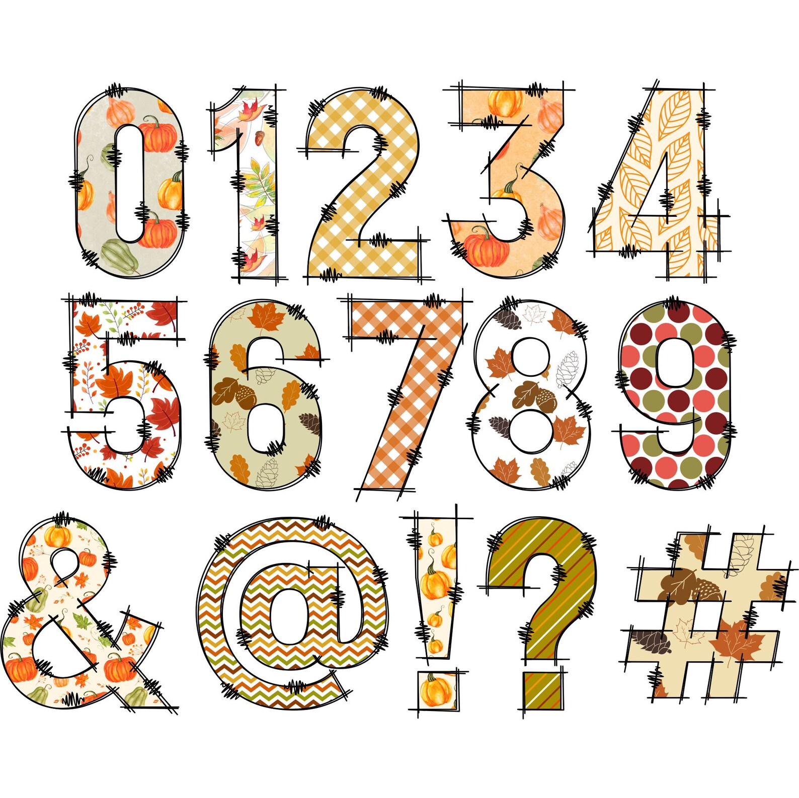 Autumn Fall Clipart Alphabet PNG Doodle Alphabet Clip Art - Etsy