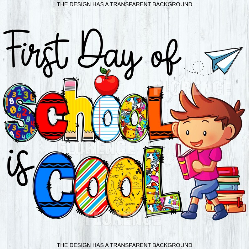 First Day of School is Cool PNG Alpha Doodle PNG Letters - Etsy