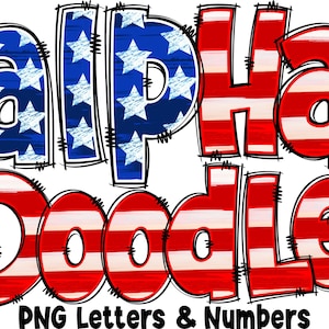 Patriotic Doodle Letters Alphabet PNG, 4th of July, Independence Day ...