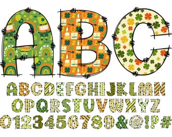 St Patrick's Day Letters PNG Shamrock Alphabet Clip Art | Etsy
