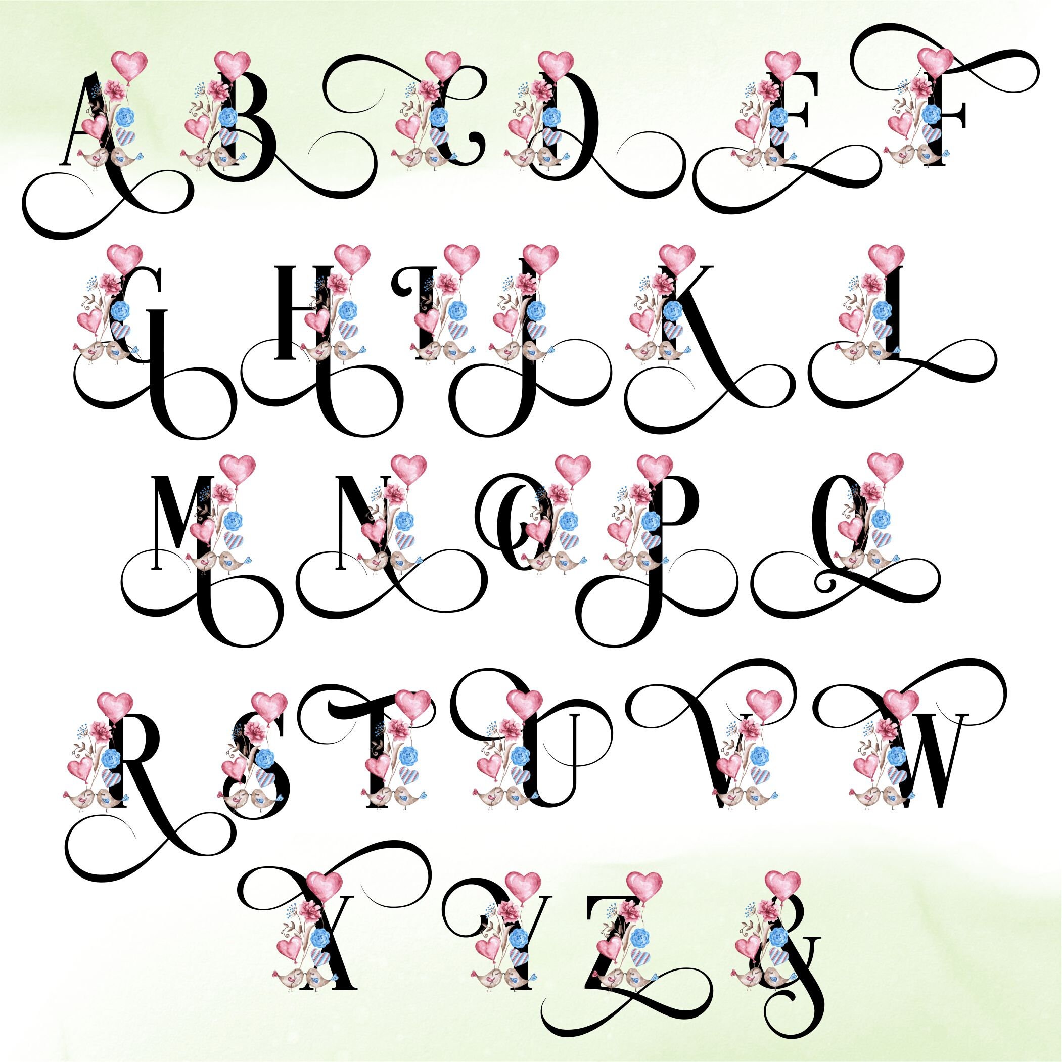 Bundle Valentine's Day Letters PNG Love Alphabet Clip - Etsy