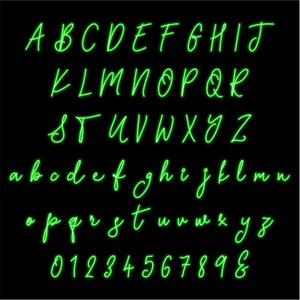 Neon Glow Effect Alphabet PNG Clip Art Letters Script Font Instant ...