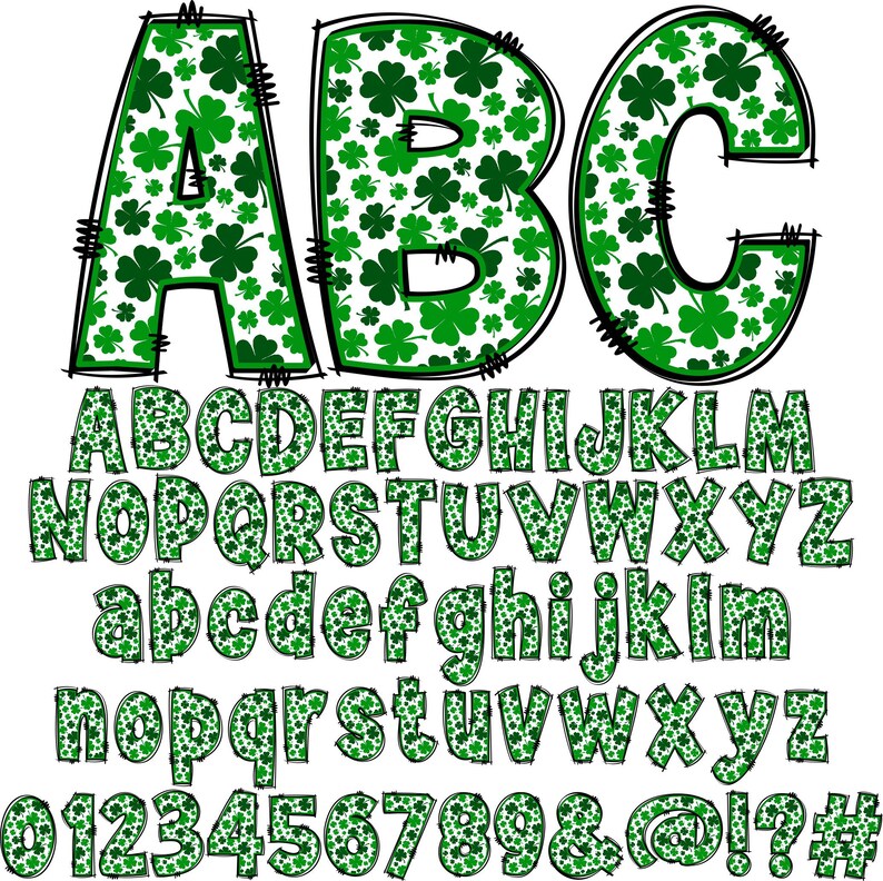 St Patrick's Day Letters PNG, Shamrock Alphabet, Doodle Irish, St Paddy ...