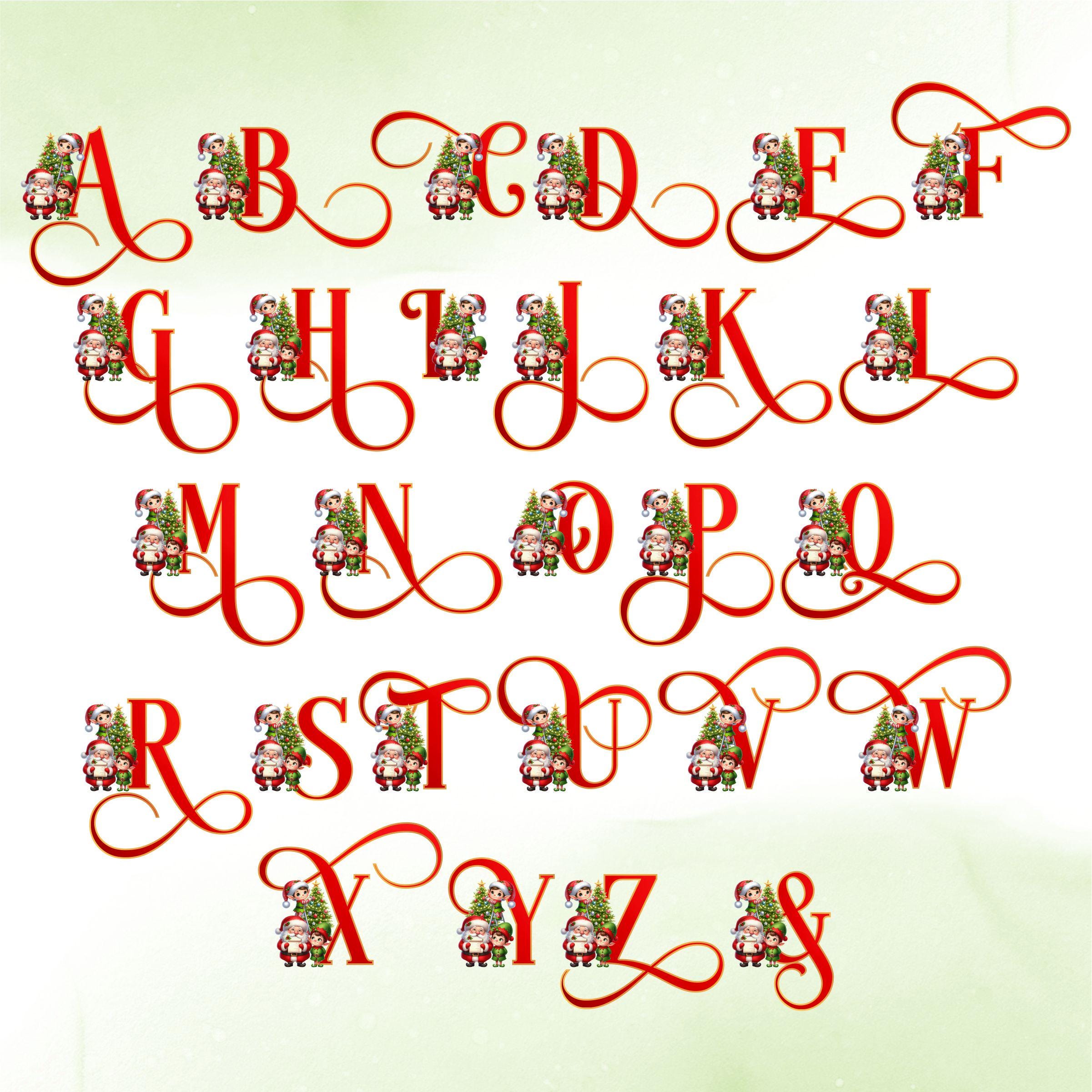 BUNDLE Christmas Santa Alphabet PNG, Christmas Letters, Clip Art ...