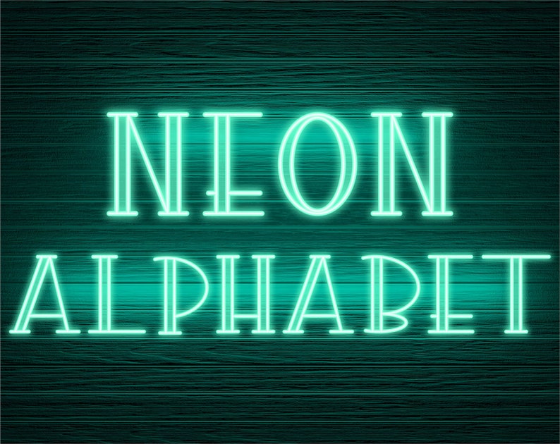 Neon Glow Effect Alphabet PNG Clip Art Letters Font Instant - Etsy