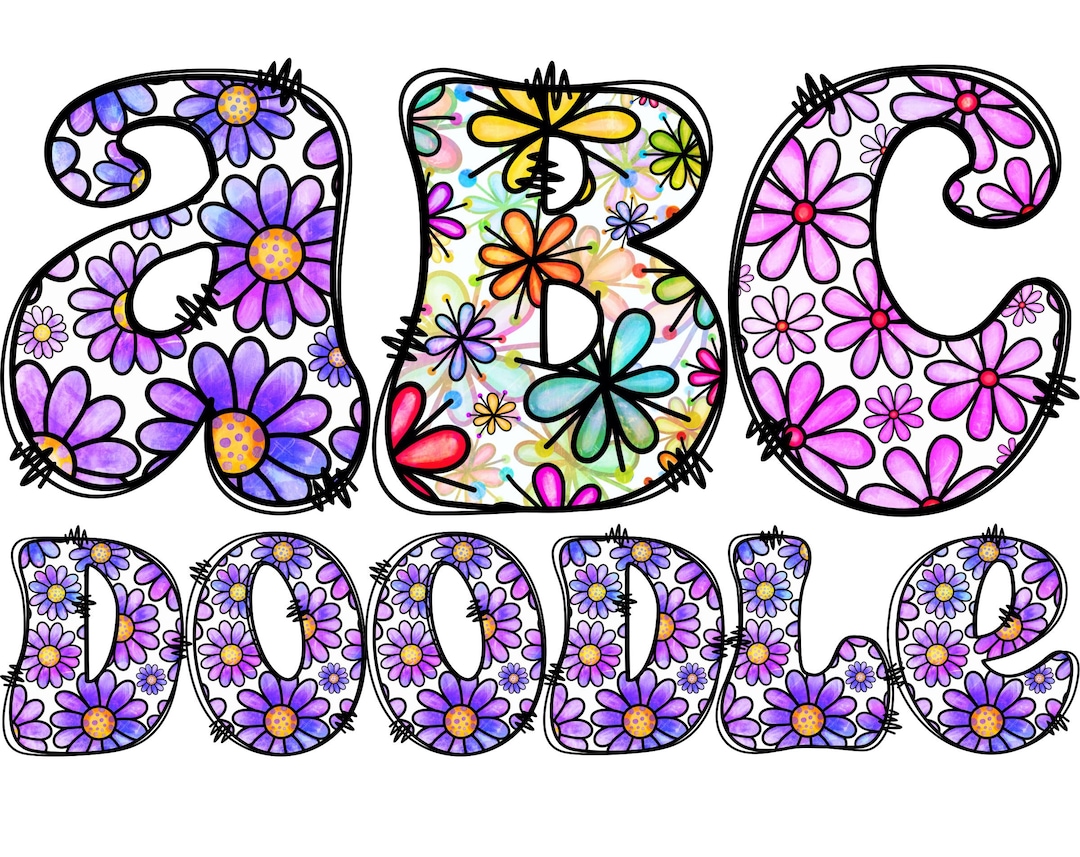 Spring Floral Alphabet PNG, Doodle Alpha, Doodle Flowers, Doodle ...
