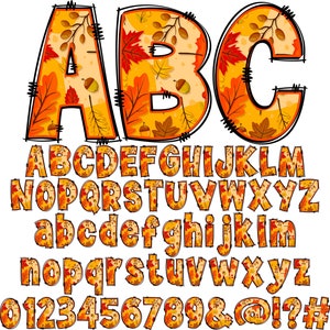 BUNDLE Autumn Fall Alphabet PNG, Autumn, Alpha Doodle, Letters, Fall ...