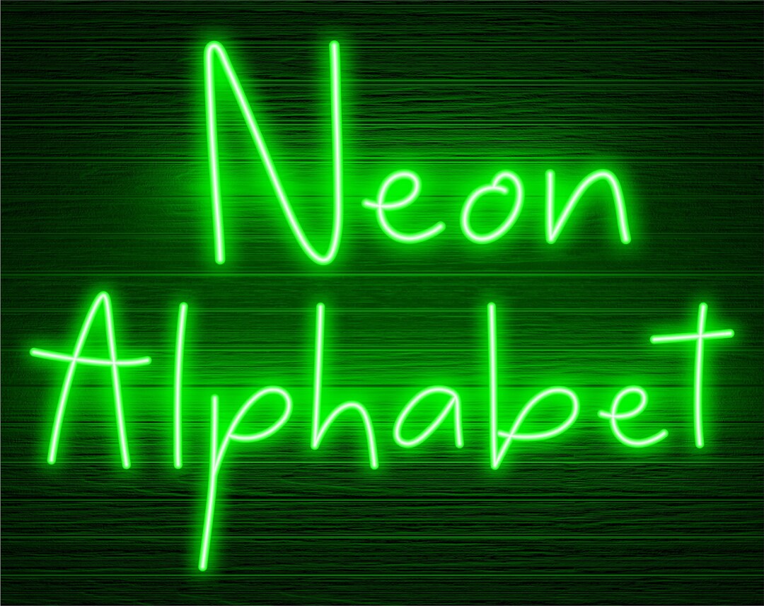 Neon Glow Effect Alphabet PNG Clip Art Letters Font Instant Download ...