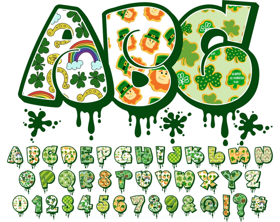Graffiti St Patrick's Day Letters PNG, Shamrock Alphabet Clip Art ...