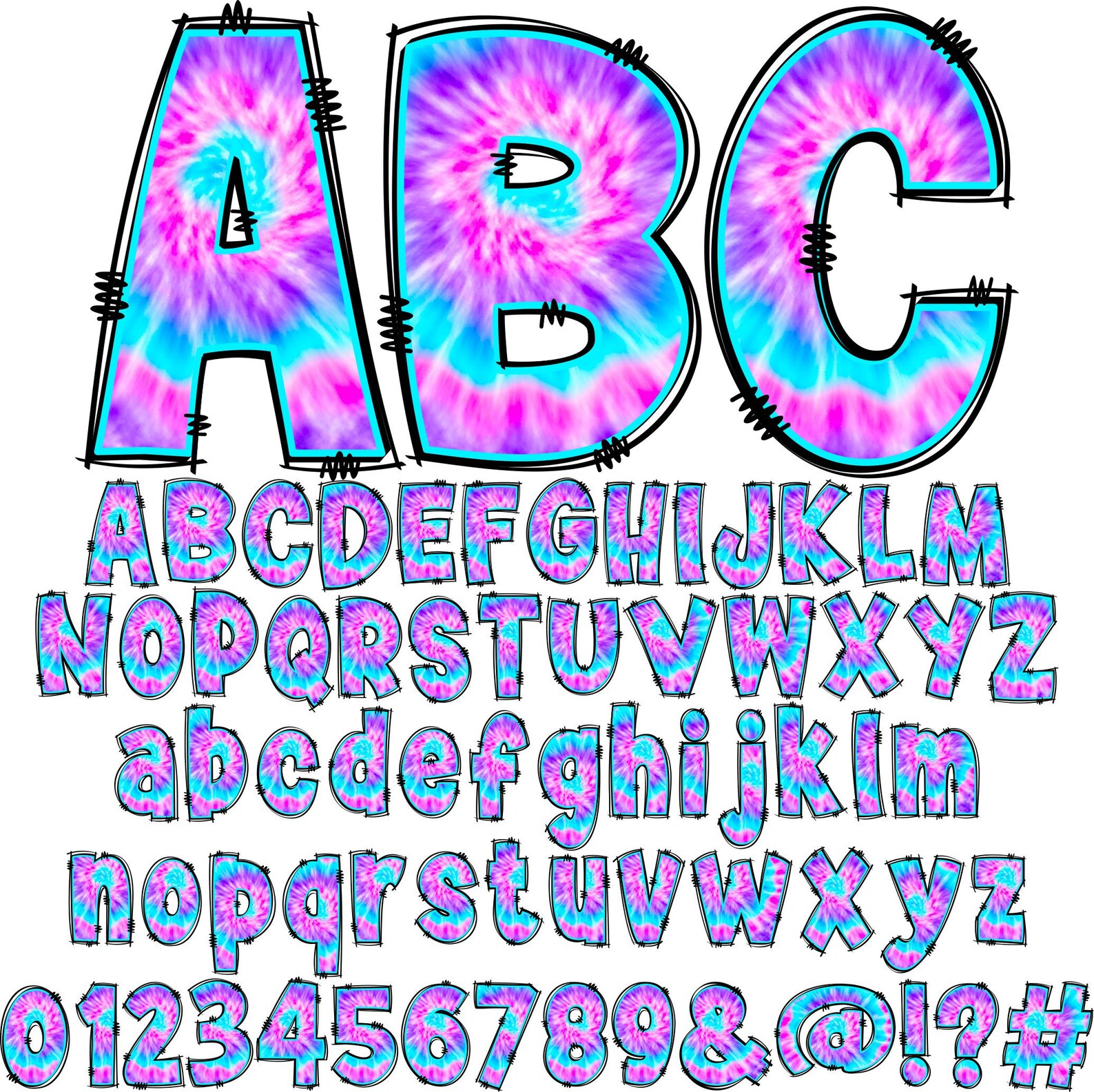 Tie Dye Alphabet PNG, Doodle Alphabet Clip Art, Transparent PNG, Doodle ...