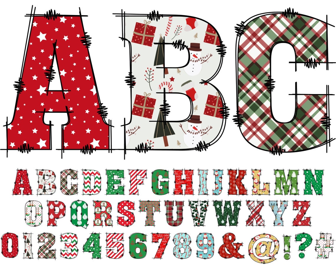 Christmas Clipart Letters PNG Wrapping Paper Alphabet Clip | Etsy