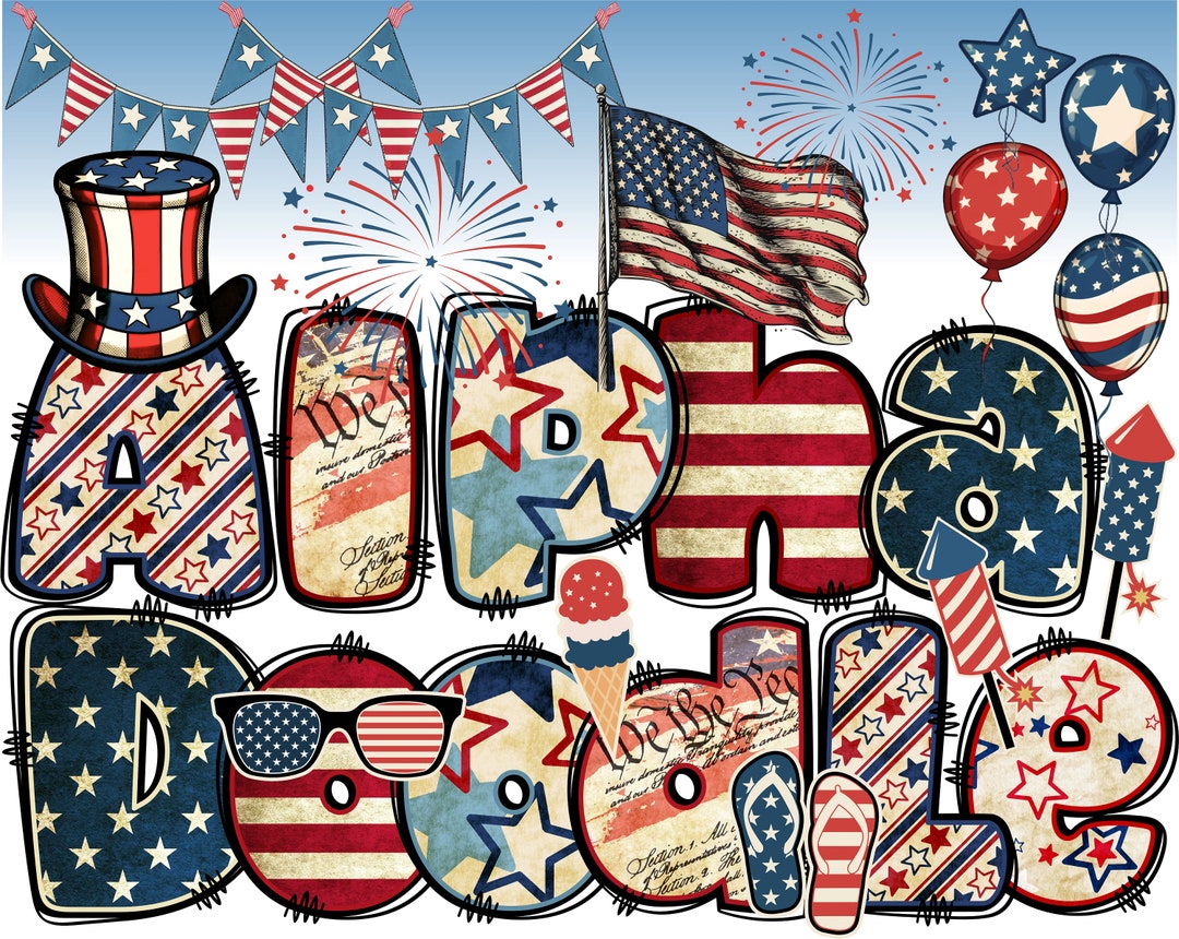 Distresses Patriotic Alphabet PNG, 4th of July, Independence Day, Alpha ...