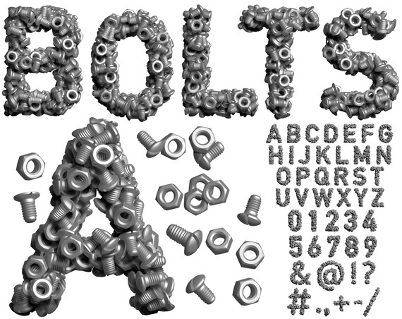3D Bolts PNG Letters Transparent Background Bolts Alphabet - Etsy