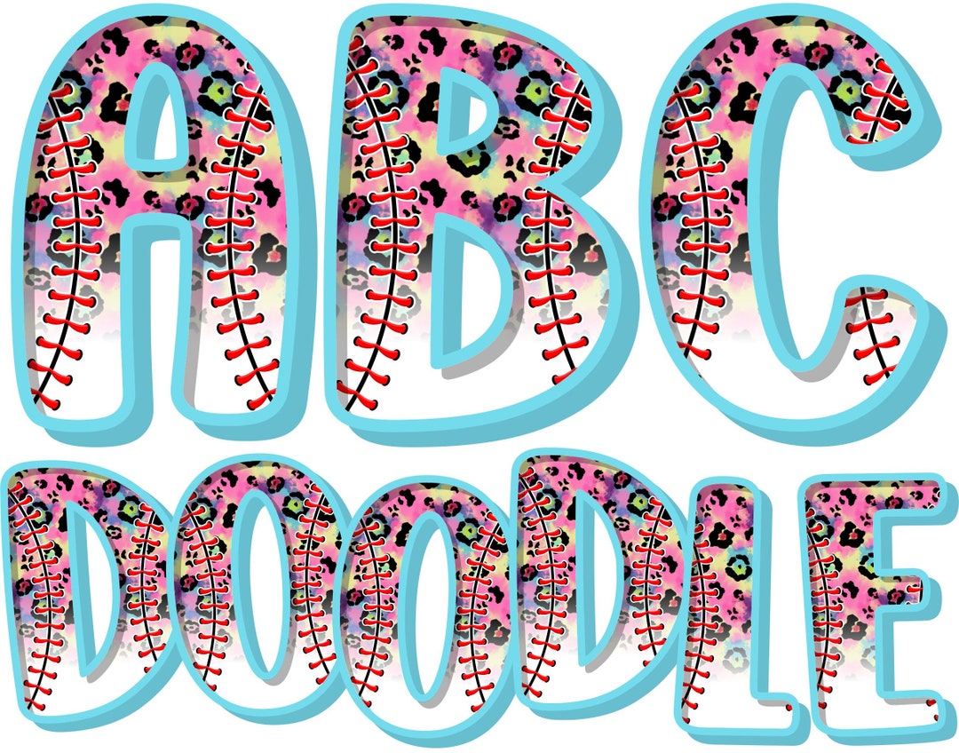 Baseball Letters PNG Leopard Cheetah, Doodle Alpha, PNG, Stitching ...