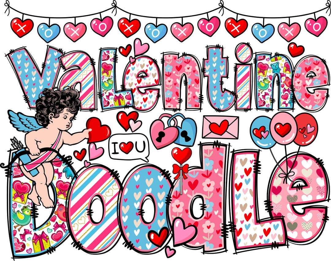 Valentine's Day Alphabet PNG, Valentines Letters, Valentines Doodle ...