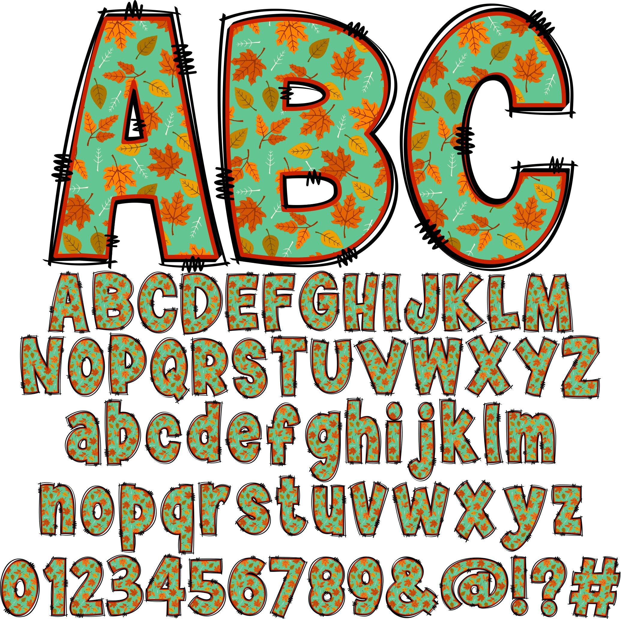 BUNDLE Autumn Fall Alphabet PNG, Fall, Alpha Doodle, PNG Letters, Fall ...