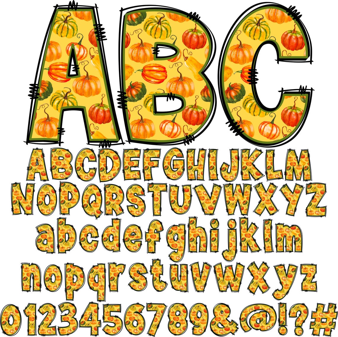 BUNDLE Autumn Fall Alphabet PNG Autumn Alpha Doodle PNG - Etsy