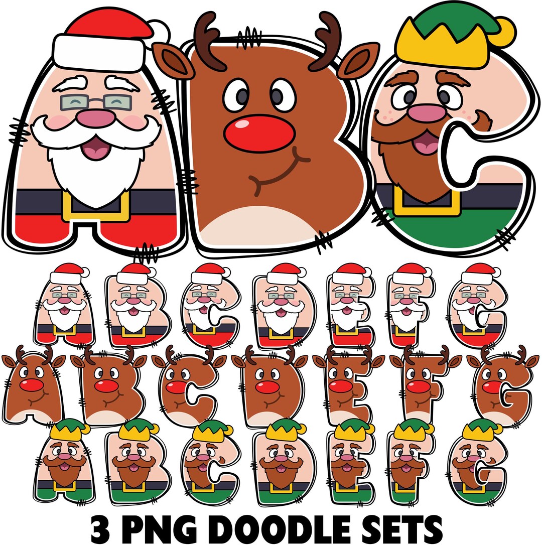 Christmas Alphabet PNG, Christmas Letters, Christmas Doodle, PNG ...