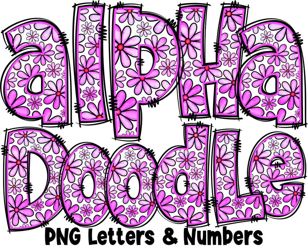 Floral Letters & Numbers PNG, Alpha Doodle, PNG Letters, Floral Doodle ...