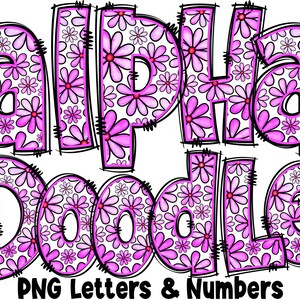 Floral Letters & Numbers PNG, Alpha Doodle, PNG Letters, Floral Doodle ...