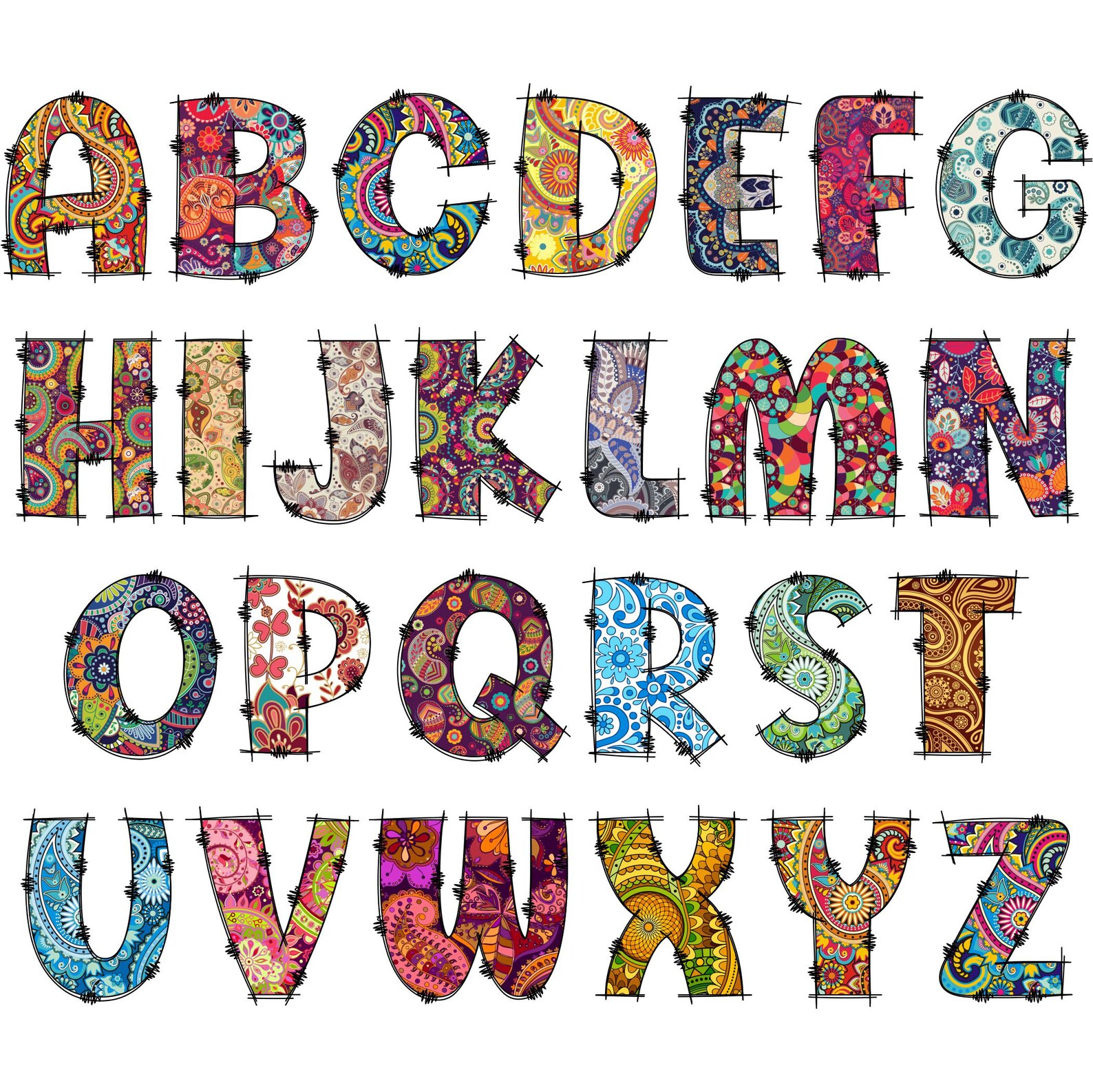 Mandala Floral Alphabet PNG Doodle Alpha PNG Doodle - Etsy