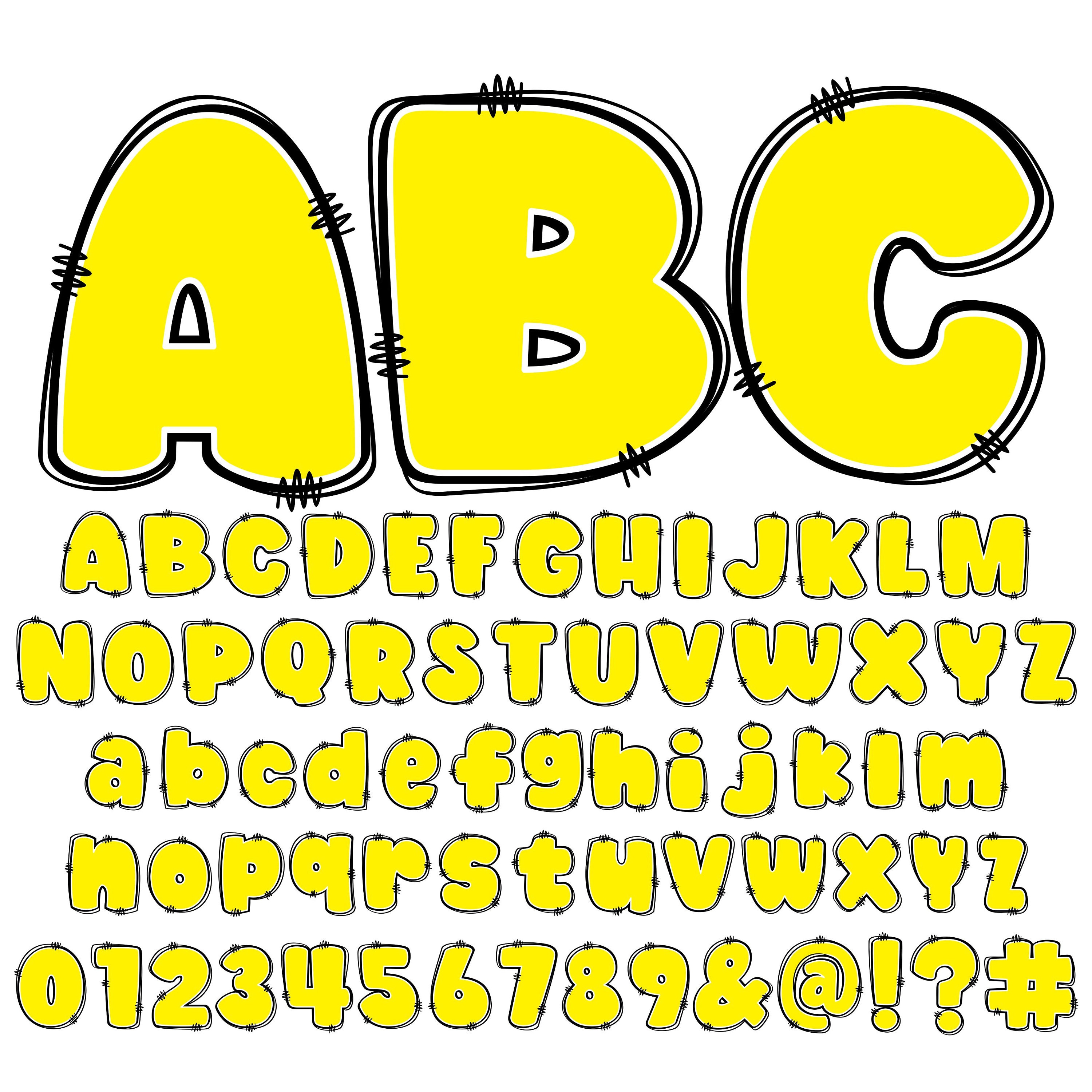 BUNDLE Retro Boho Floral Alphabet PNG Chubby Alpha Doodle - Etsy