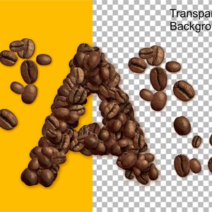 Coffee PNG Letters, Transparent Background, Coffee Bean Alphabet Clip ...