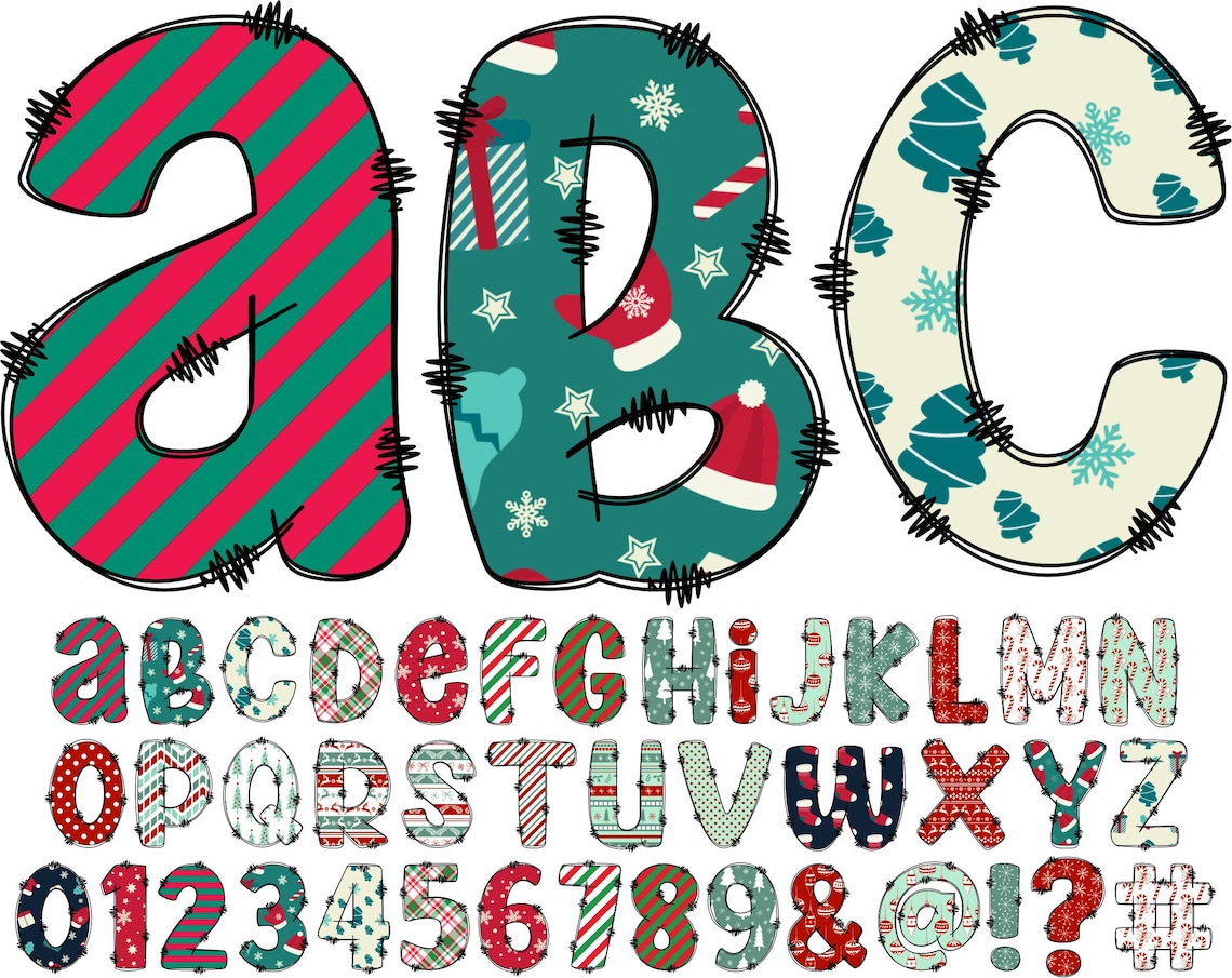 Christmas Clipart Alphabet PNG Wrapping Paper Letters Clip | Etsy