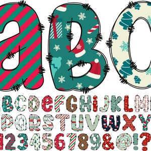 Christmas Clipart Alphabet PNG, Wrapping Paper Letters Clip, Doodle ...