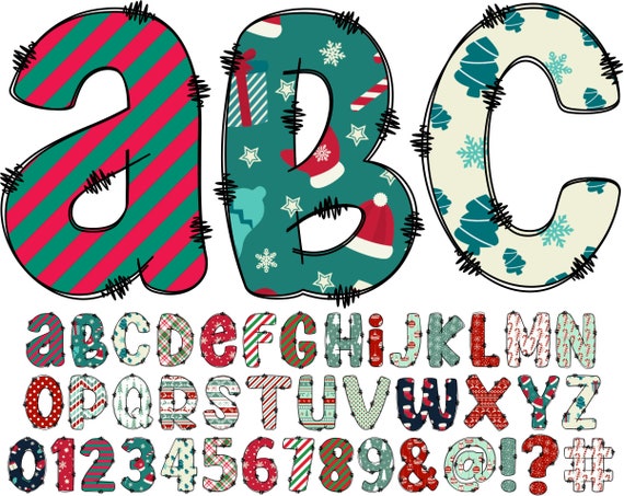 Christmas Clipart Alphabet PNG Wrapping Paper Letters Clip | Etsy