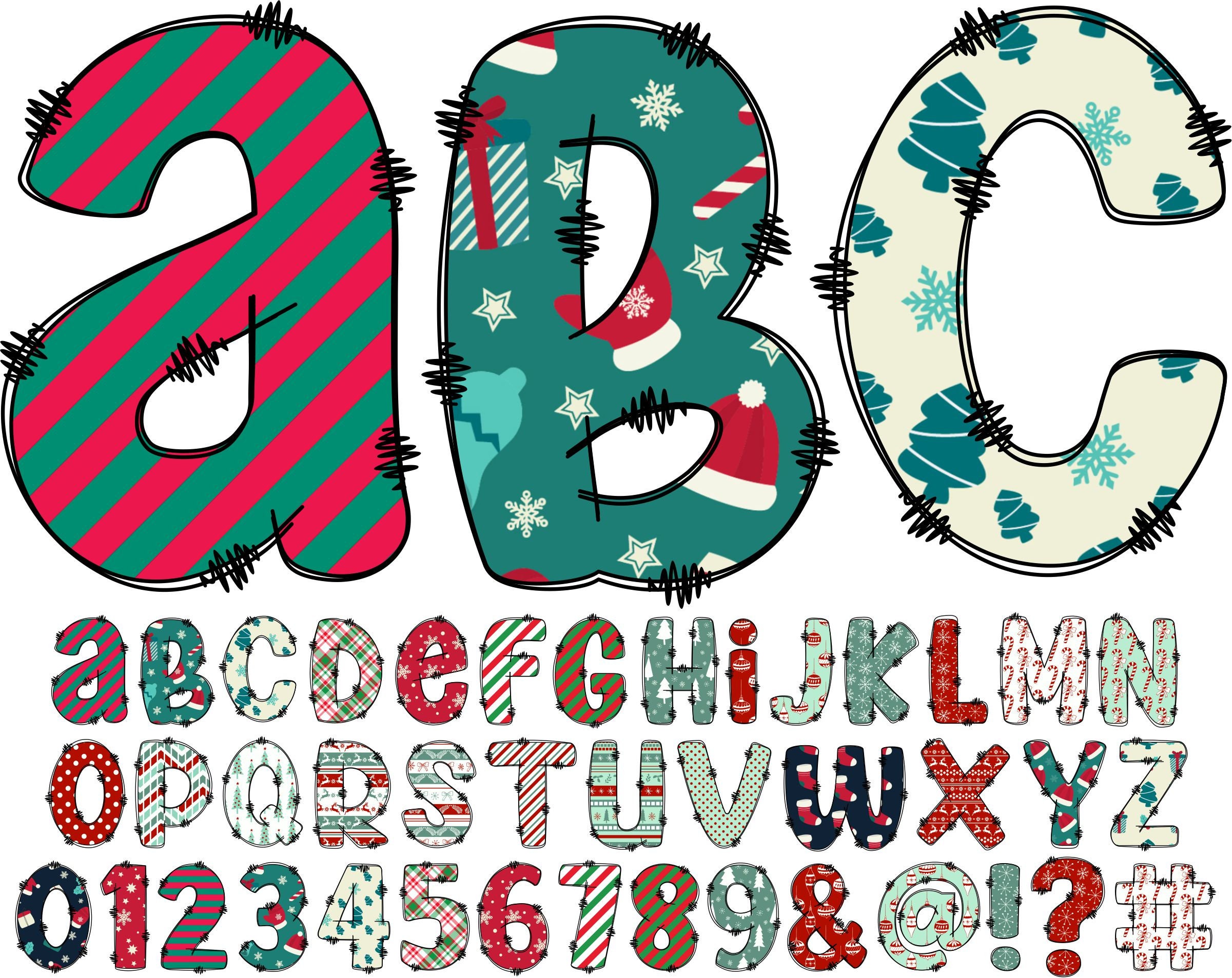 Christmas Clipart Alphabet PNG Wrapping Paper Letters Clip | Etsy